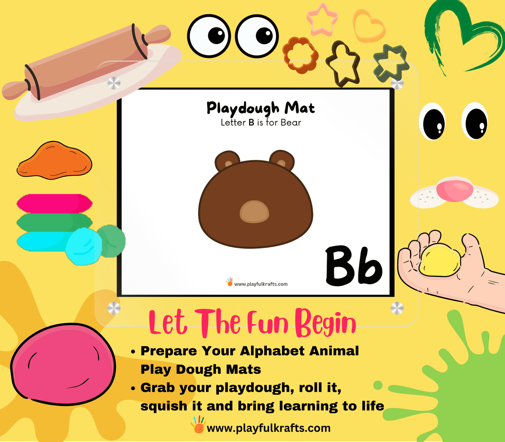 Fun Animal Alphabet Play Dough Mats - Playful Krafts