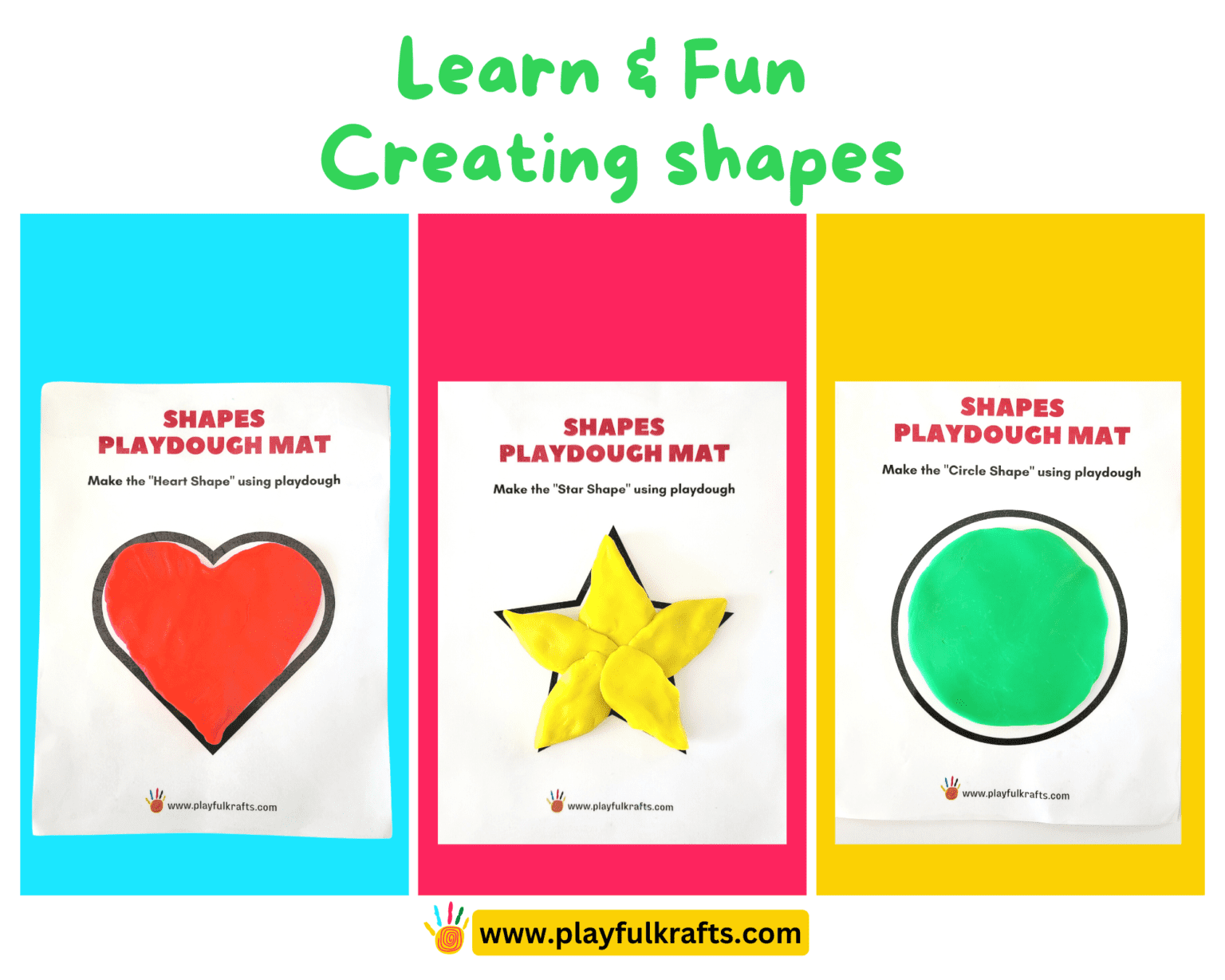 Learn Shapes with Playdough Mats (Free Printable) - Playful Krafts