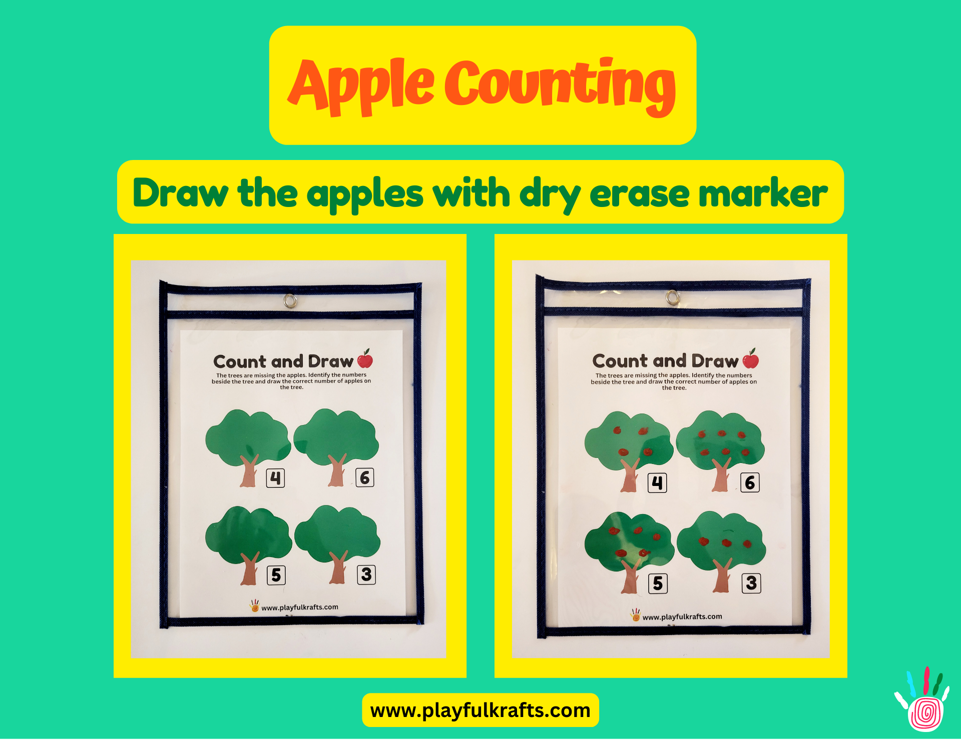 Apple Counting 0-10 (Free Printable)- Playful Krafts