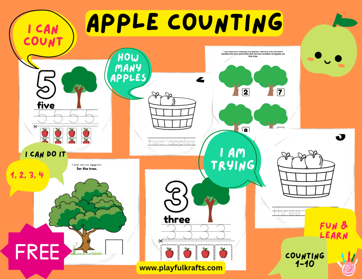 Apple Counting 0-10 (Free Printable)- Playful Krafts