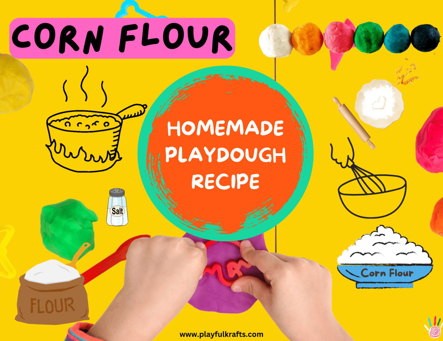 Corn Flour Homemade Playdough - Playful Krafts