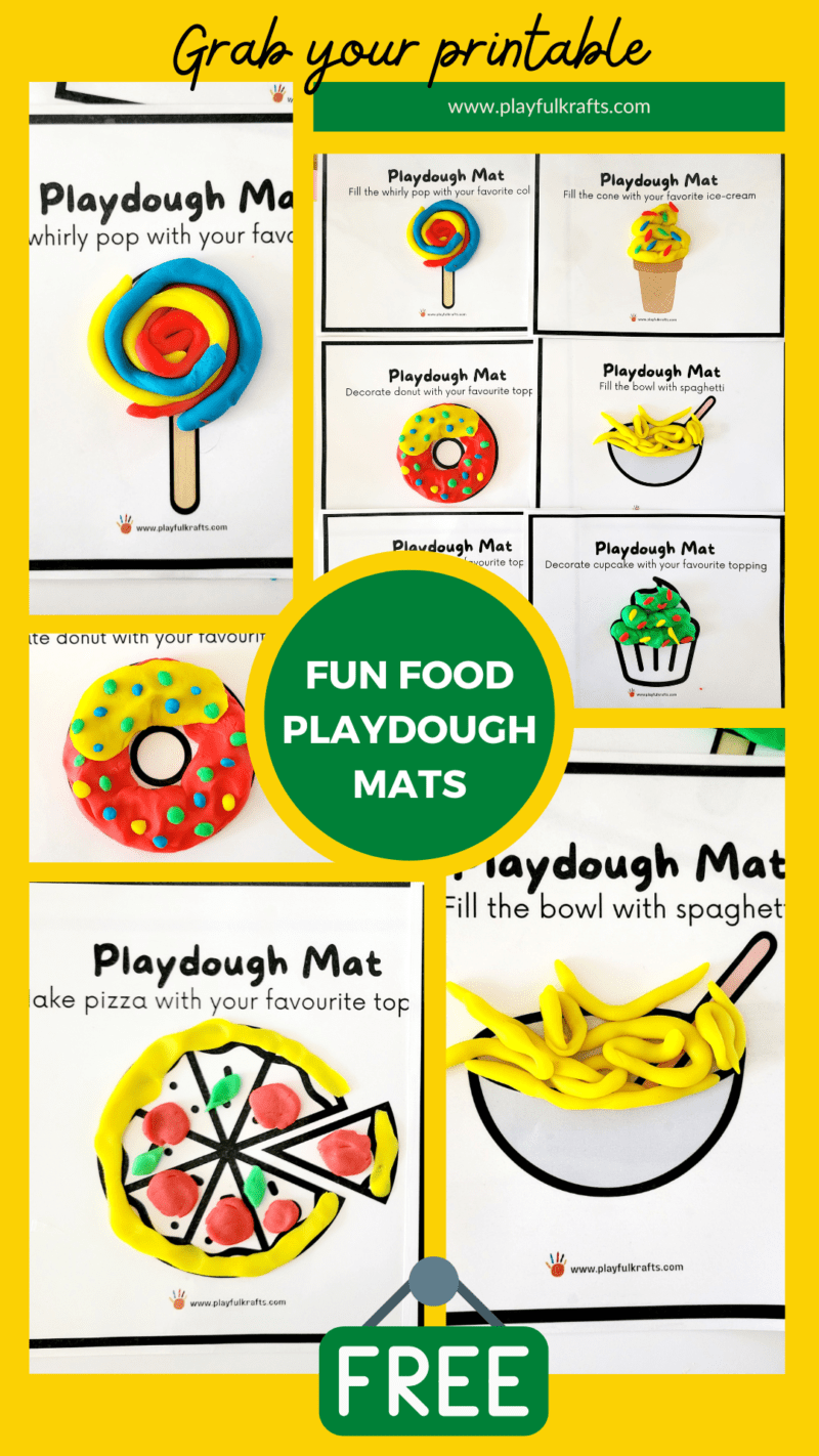 Fun Food Playdough Mats (Free Printable) - Playful Krafts