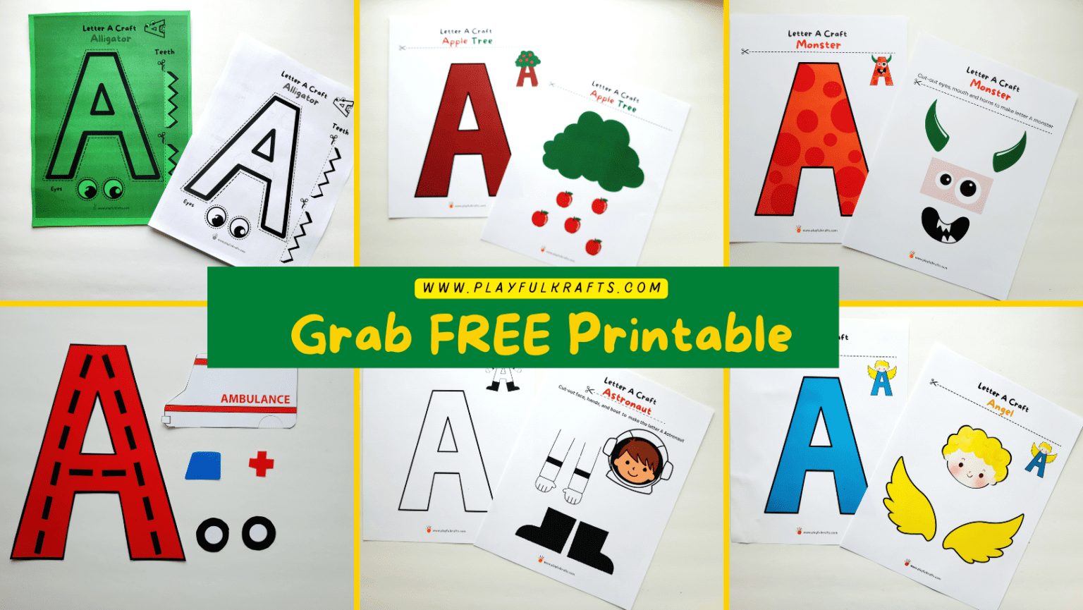 Letter A Craft Ideas (Free Printable) - Playful Krafts