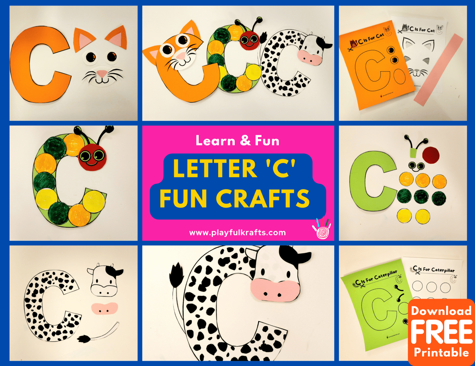 Letter C Crafts Ideas (Free Printable) - Playful Krafts