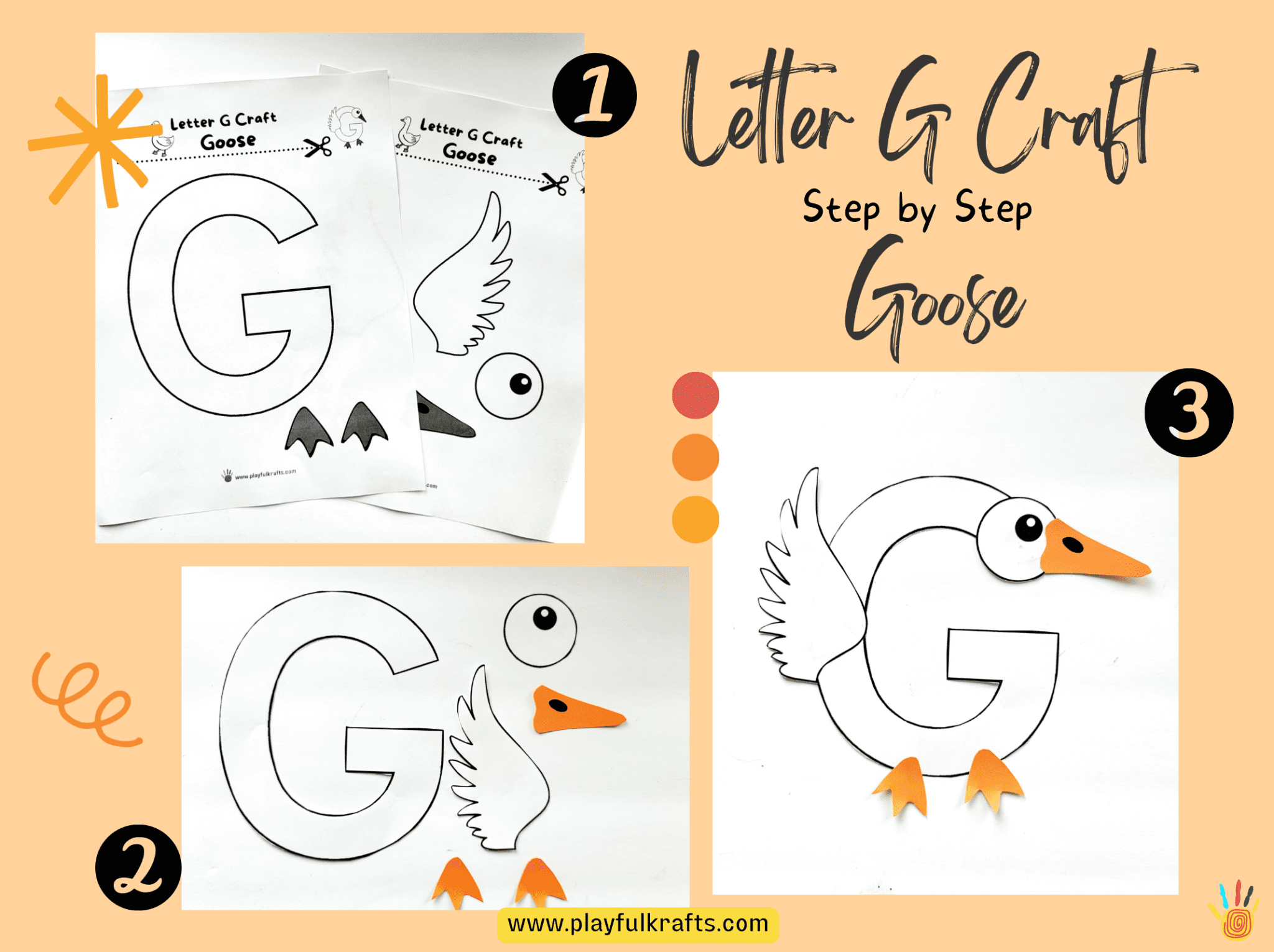 Creative Letter G Crafts: Giraffe, Goat, Goose (Free Printable) - Playful Krafts