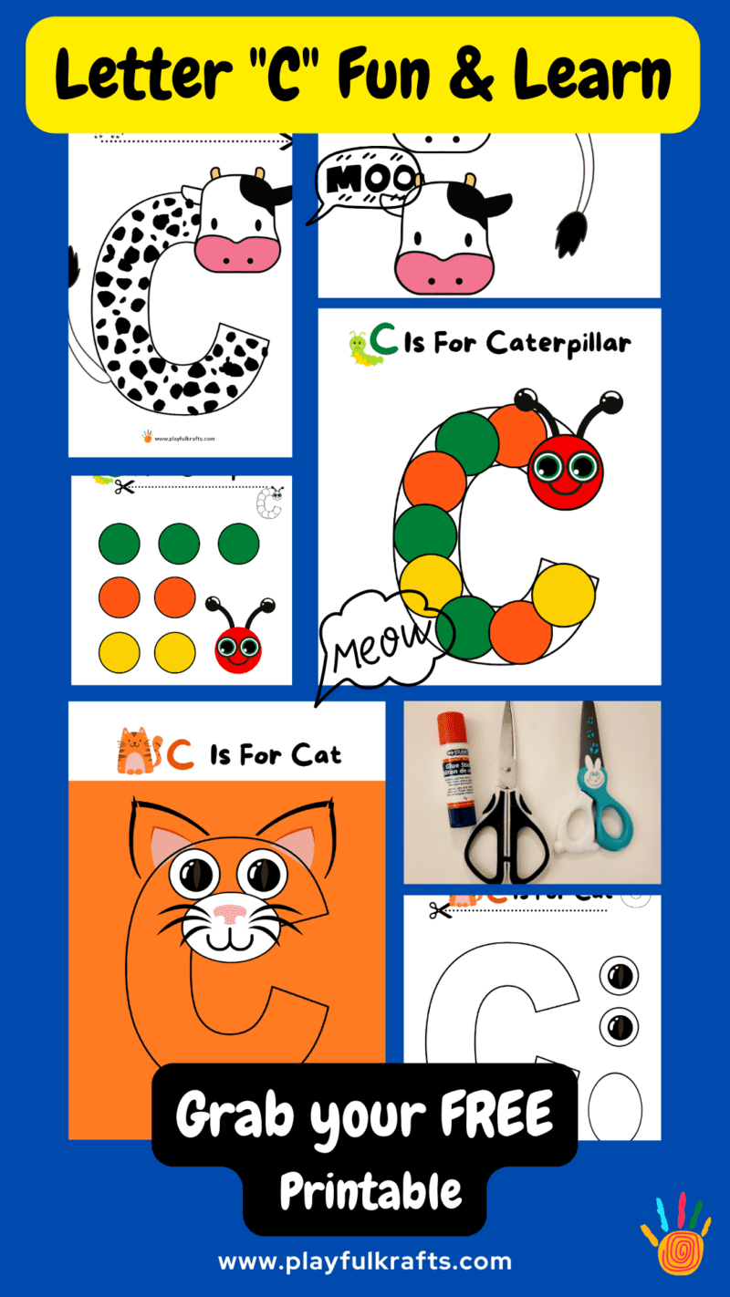 Letter C Crafts Ideas (Free Printable) - Playful Krafts