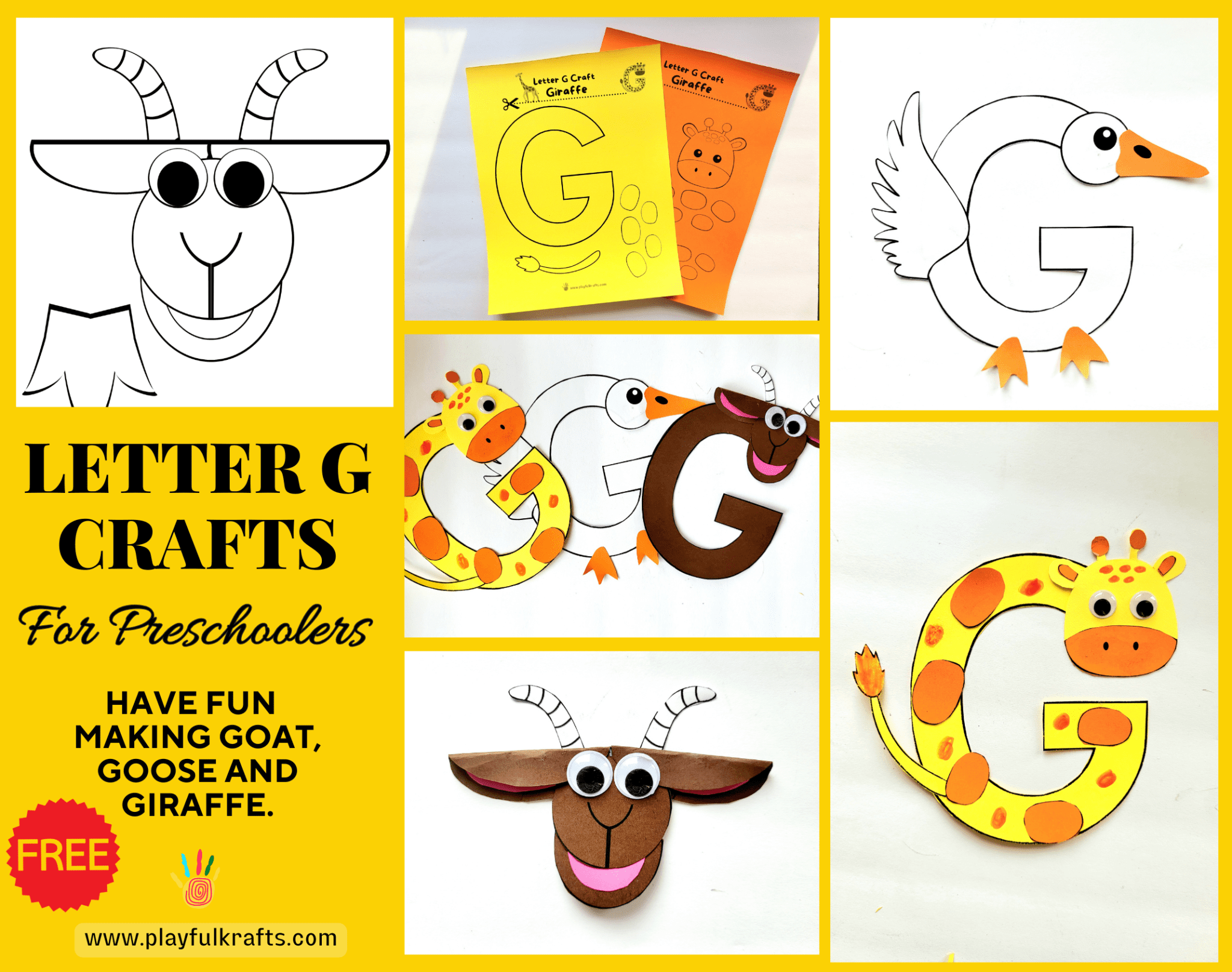 Creative Letter G Crafts: Giraffe, Goat, Goose (Free Printable ...