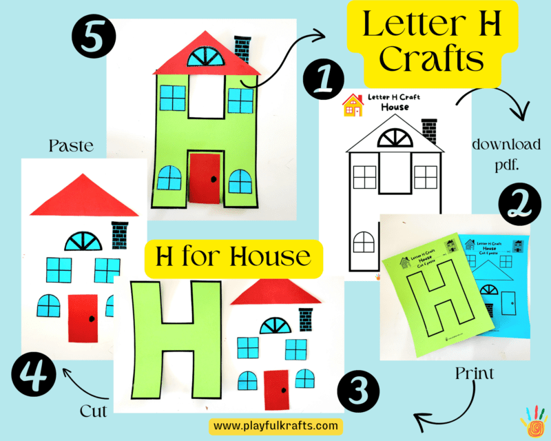 Free Letter H Crafts: House, Horse, and Hen - Playful Krafts