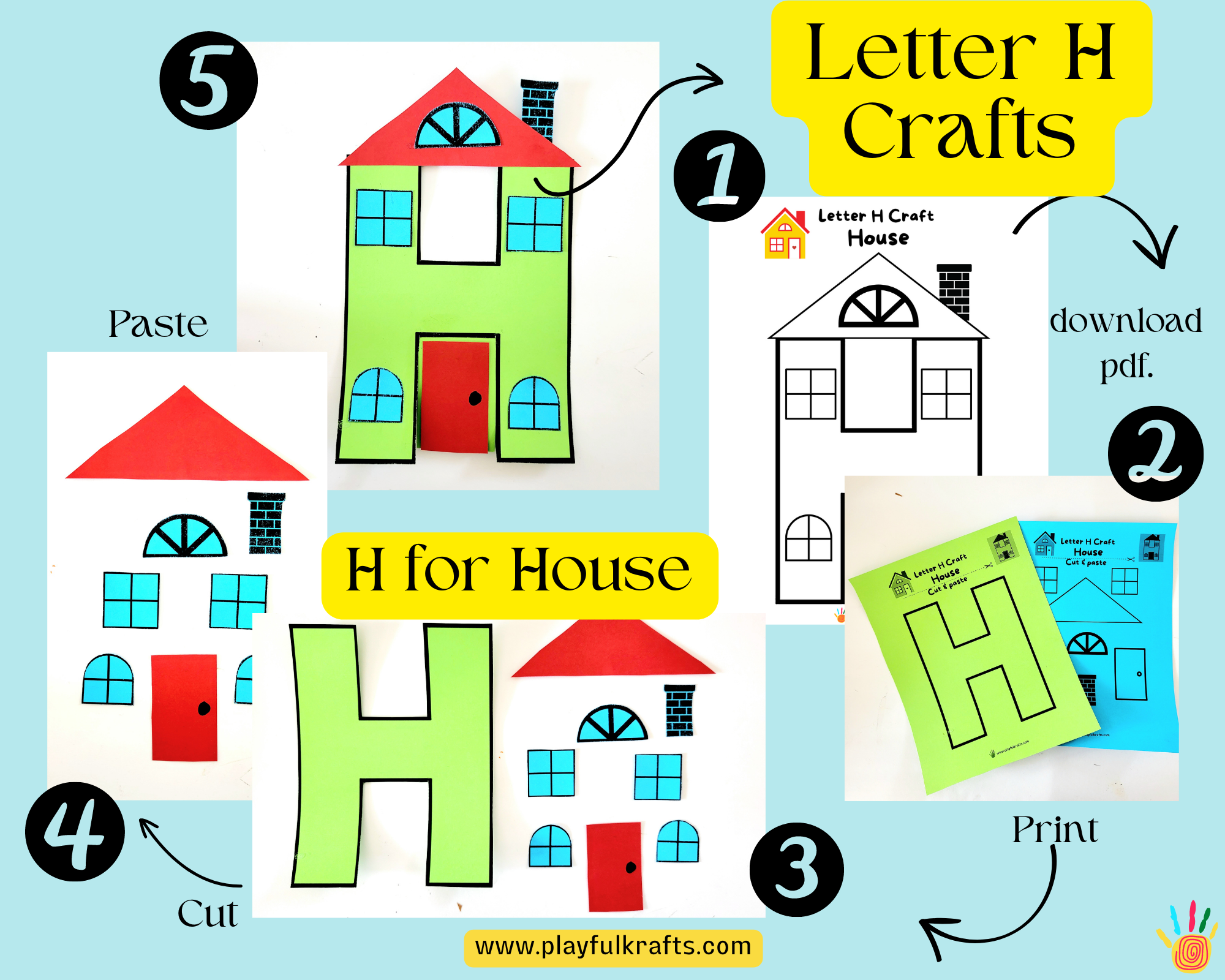 Free Letter H Crafts: House, Horse, and Hen - Playful Krafts