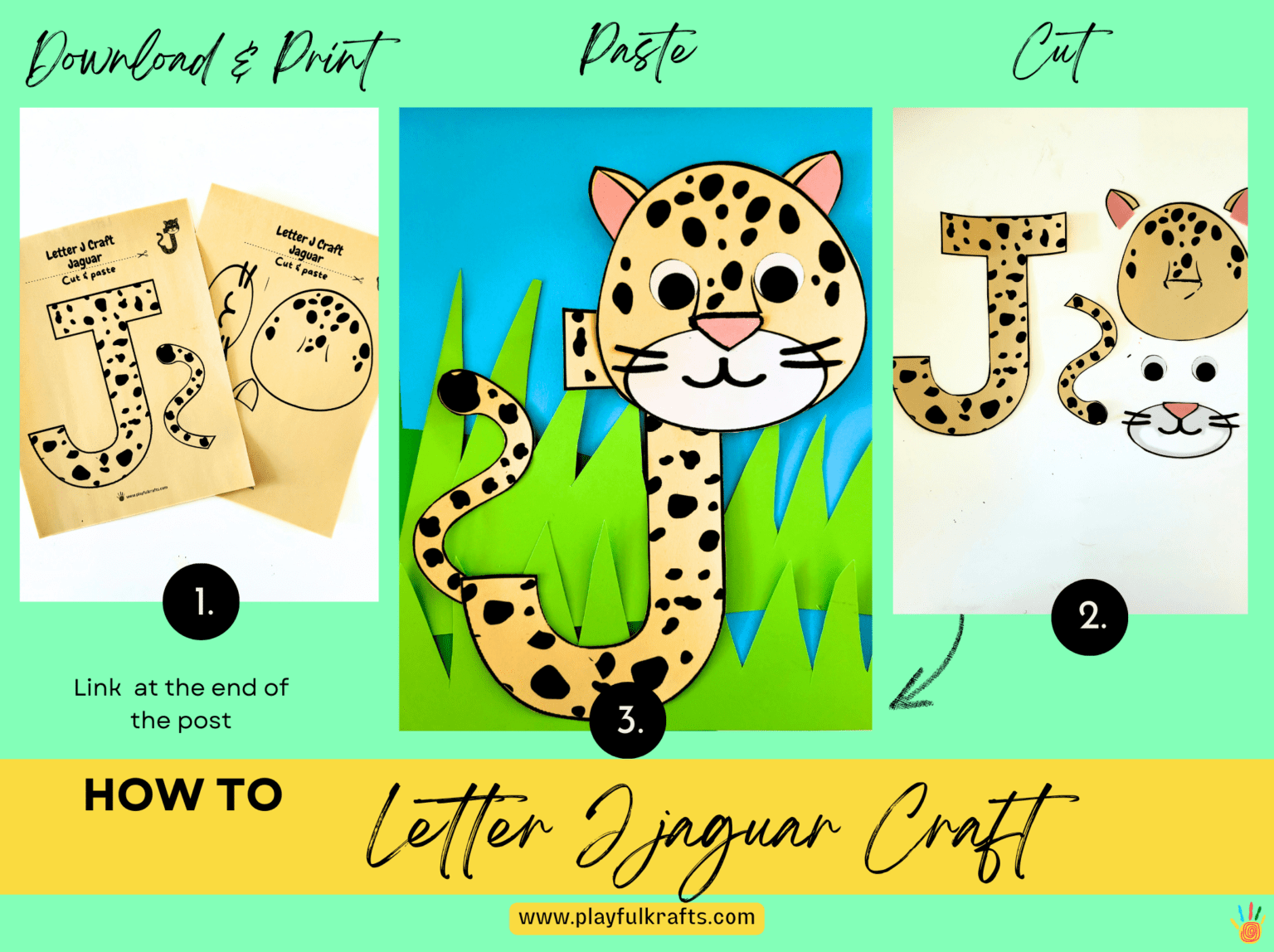 Letter J Crafts: Jellyfish, Jaguar, Juice (Free Printable) - Playful Krafts
