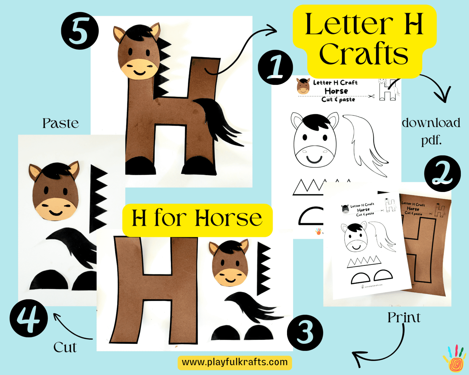 Free Letter H Crafts: House, Horse, and Hen - Playful Krafts