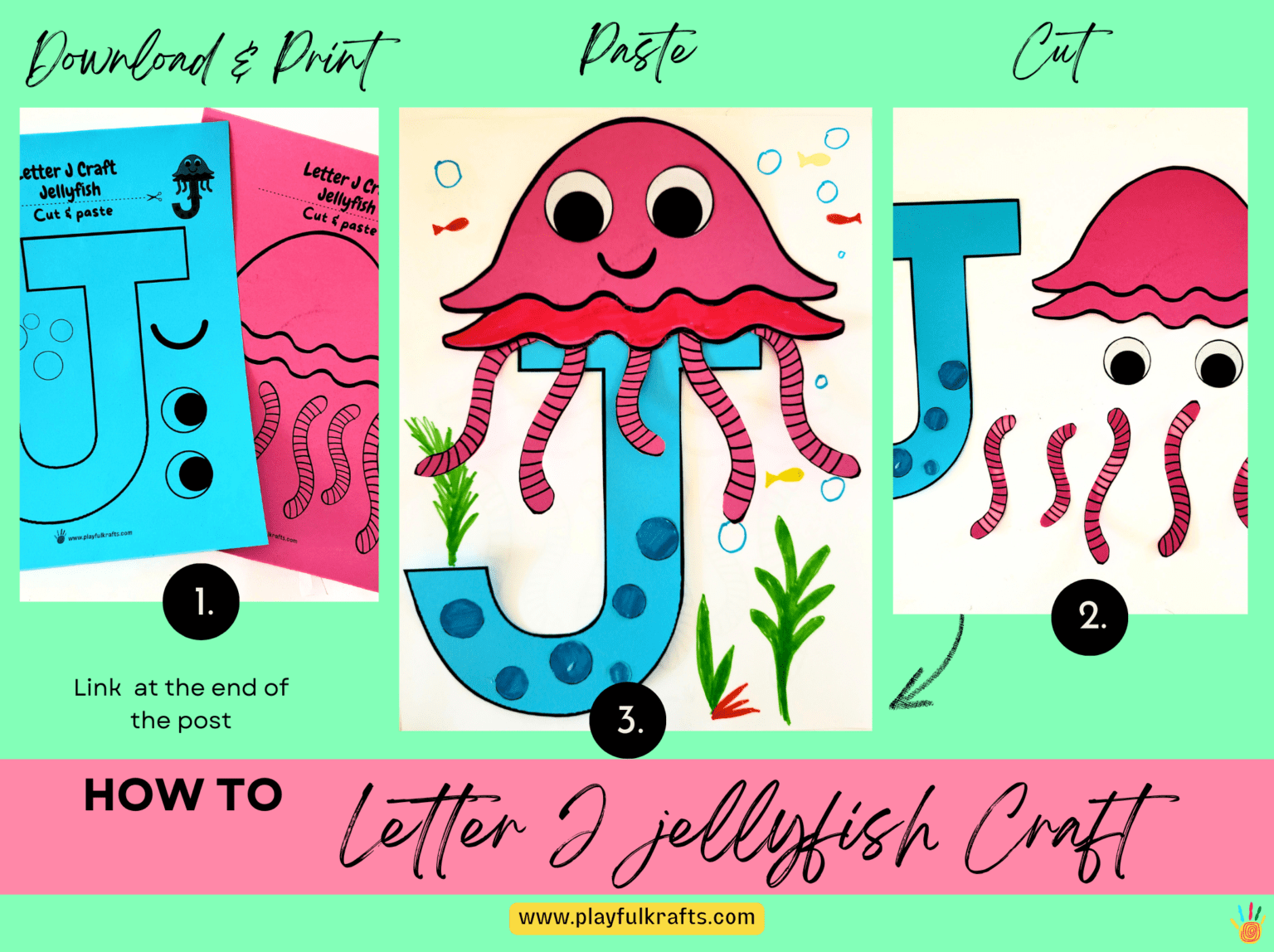 Letter J Crafts: Jellyfish, Jaguar, Juice (Free Printable) - Playful Krafts