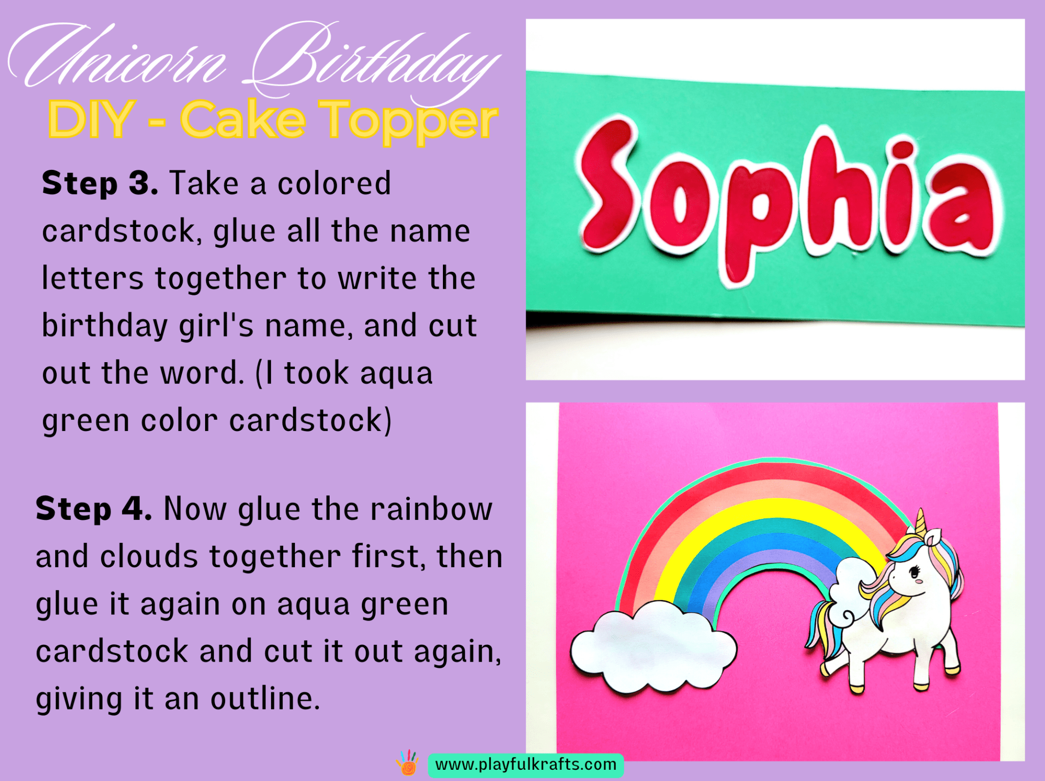 DIY Unicorn Cake Topper: Birthday Fun with Free Template - Playful Krafts