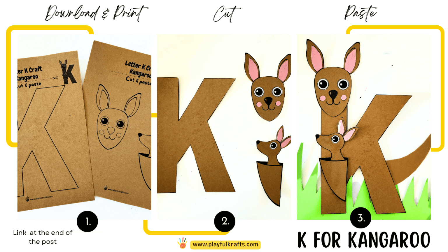 Letter K Crafts (free): Kangaroo, King, Koala for Preschoolers ...