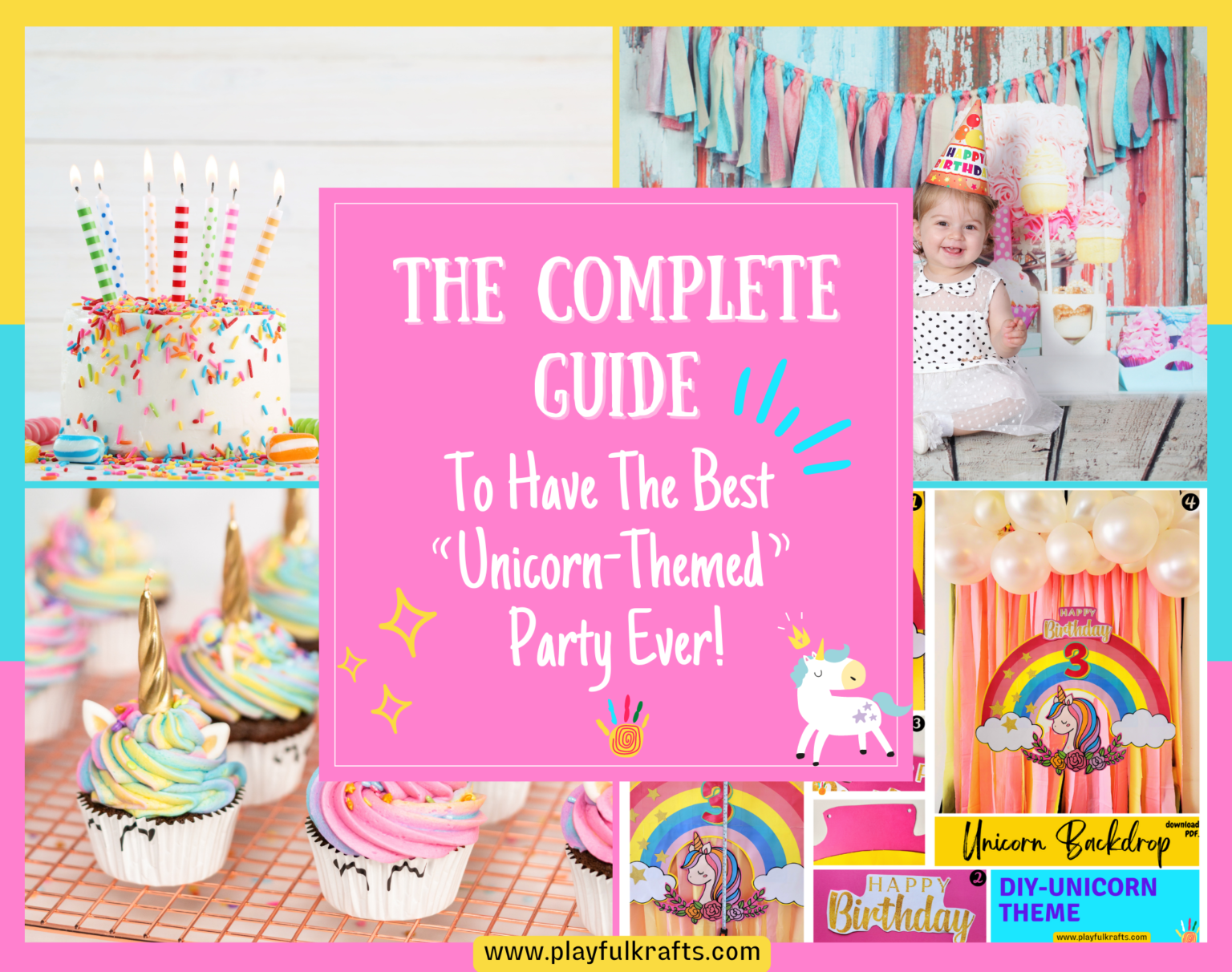 Unicorn Birthday Party Guide (free templates) - Playful Krafts