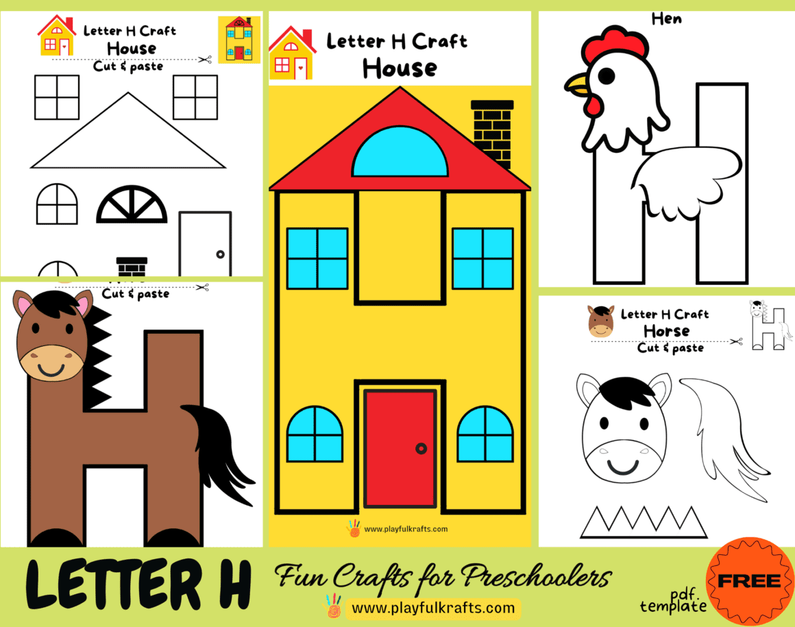 Free Letter H Crafts: House, Horse, and Hen - Playful Krafts