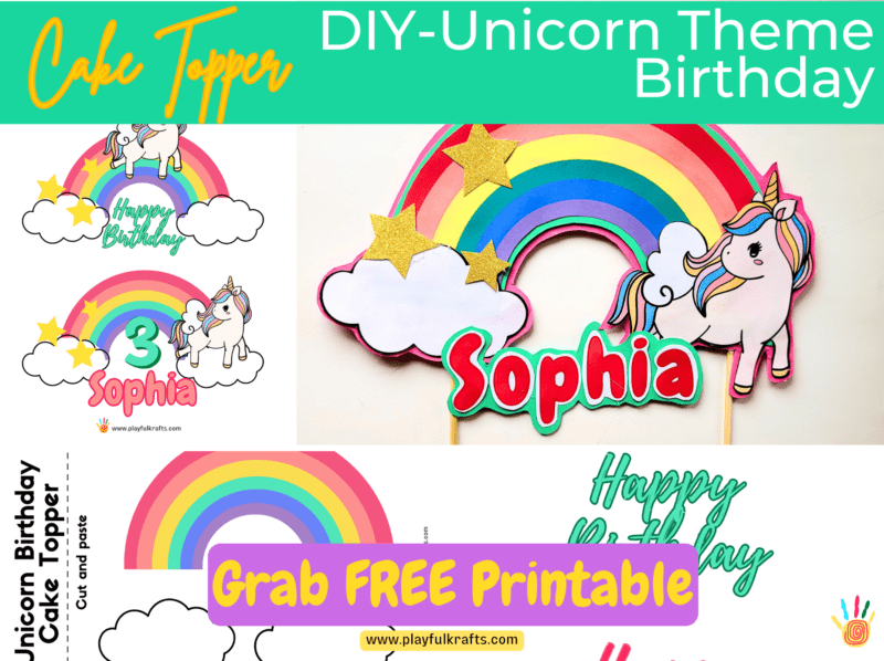 DIY Unicorn Cake Topper: Birthday Fun with Free Template - Playful Krafts