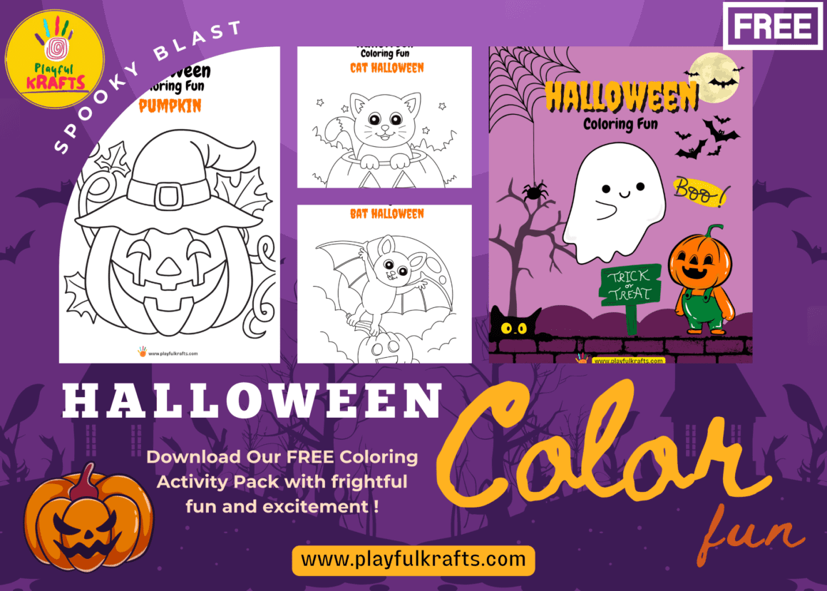 Free Spooky Halloween Coloring Activity Pack for Kids - Playful Krafts
