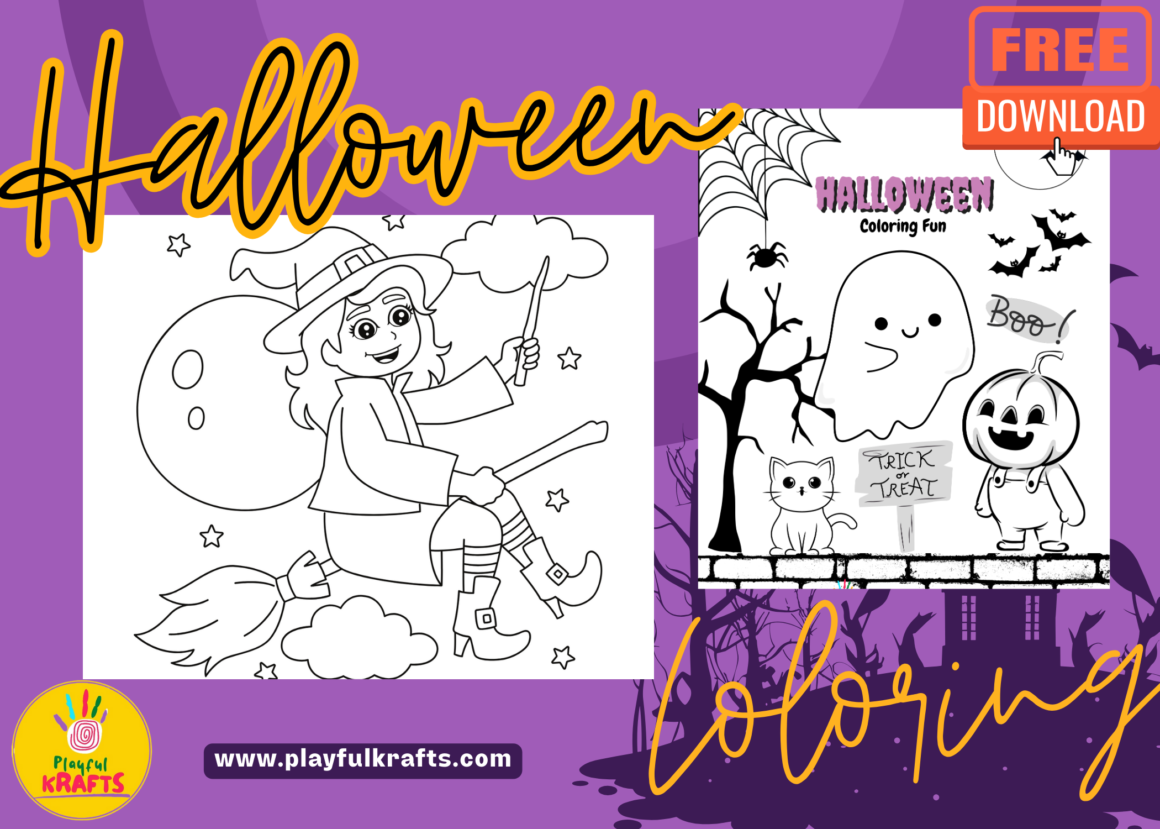 Free Spooky Halloween Coloring Activity Pack for Kids - Playful Krafts