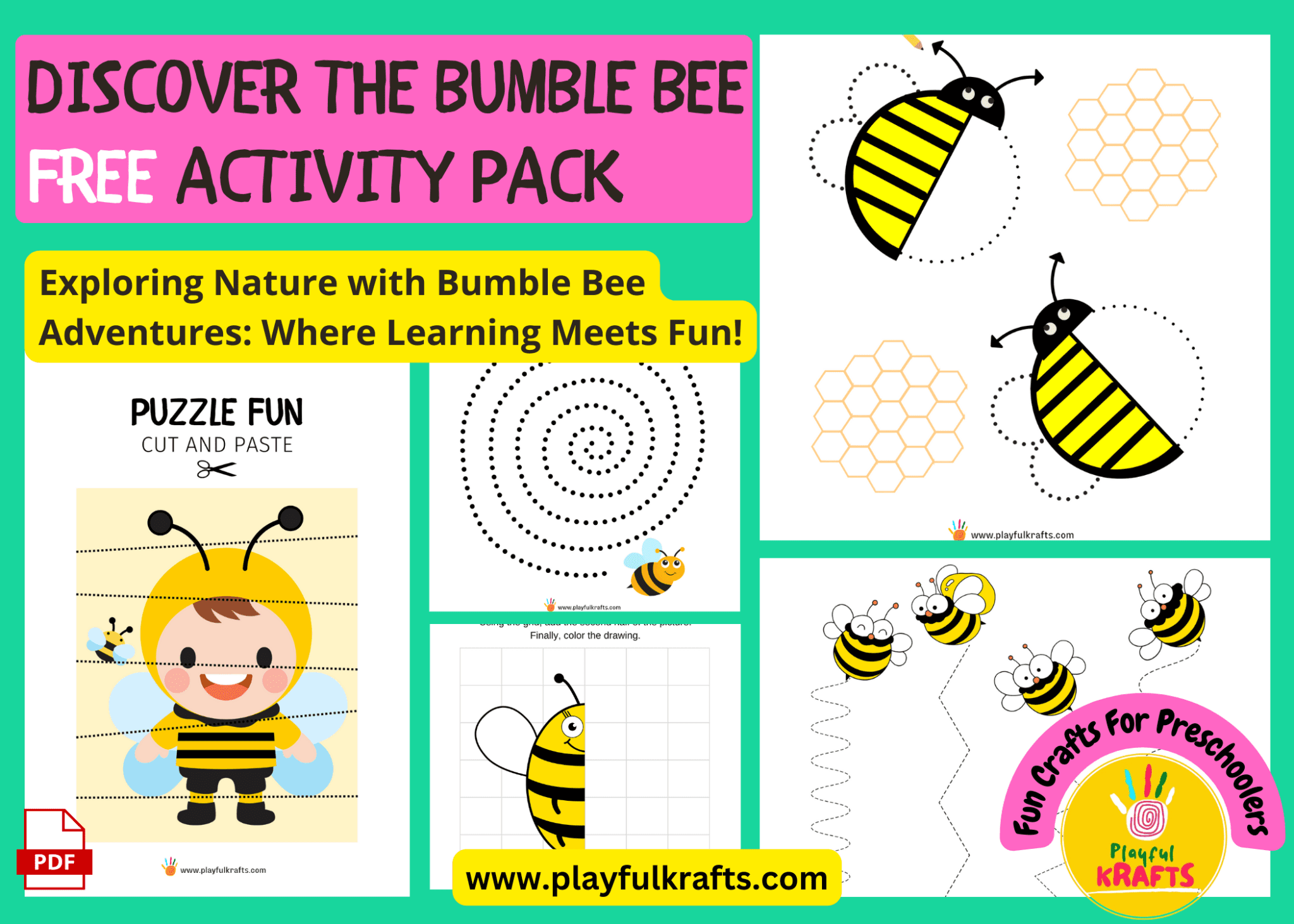Buzz into Fun: Discover the Bumble Bee Free Activity Pack - Playful Krafts