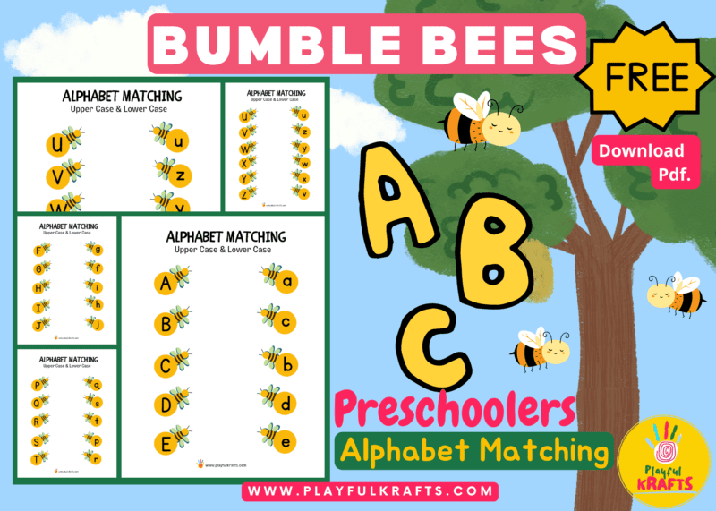 Bumble Bee Alphabet Matching: Activity Pack - Playful Krafts
