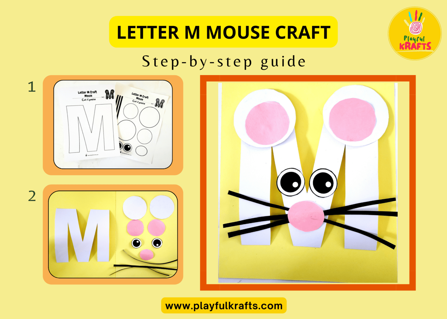 Letter M Crafts: Monkey, Mouse, and Monster (Free Printable) - Playful ...