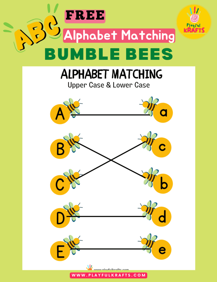 Bumble Bee Alphabet Matching: Activity Pack - Playful Krafts