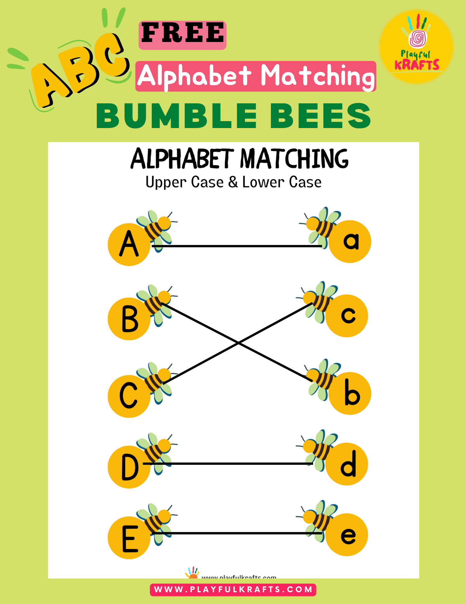 Bumble Bee Alphabet Matching: Activity Pack - Playful Krafts