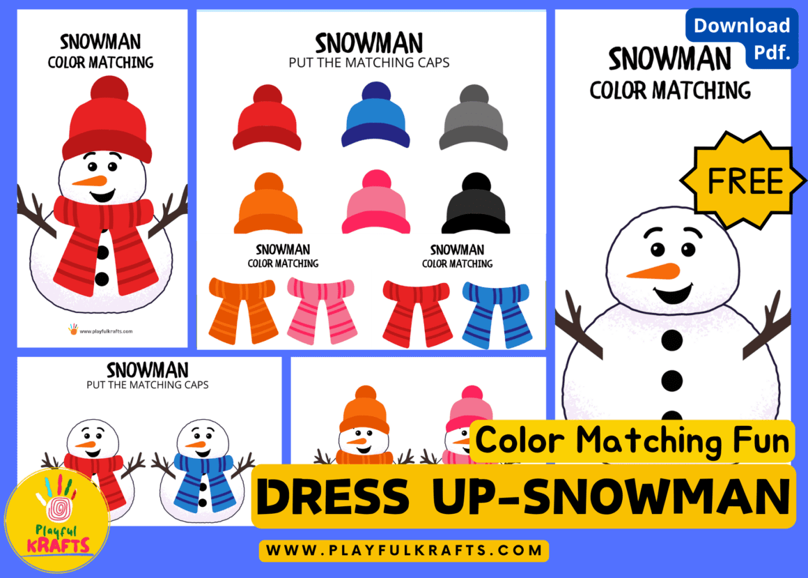 Snowman Color Matching: Kids Activity Pack - Playful Krafts